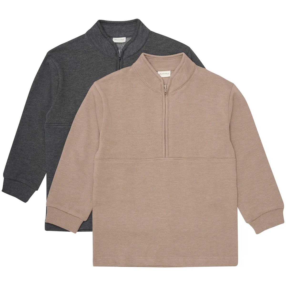 Minymo 2-pack half-zip genser til barn, Fossil - DressMyKid AS